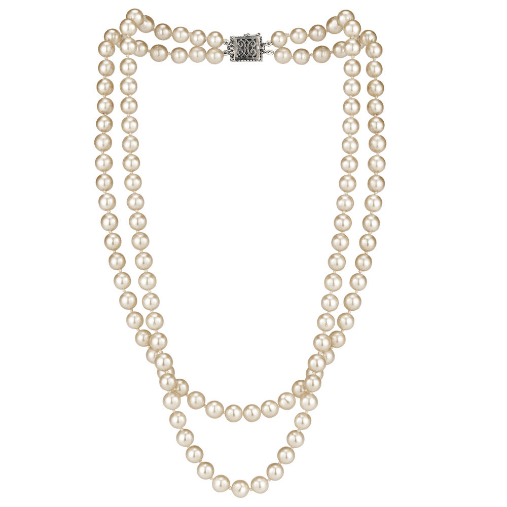 Gerphagnon | Collier de perles double rang fermoir diamants